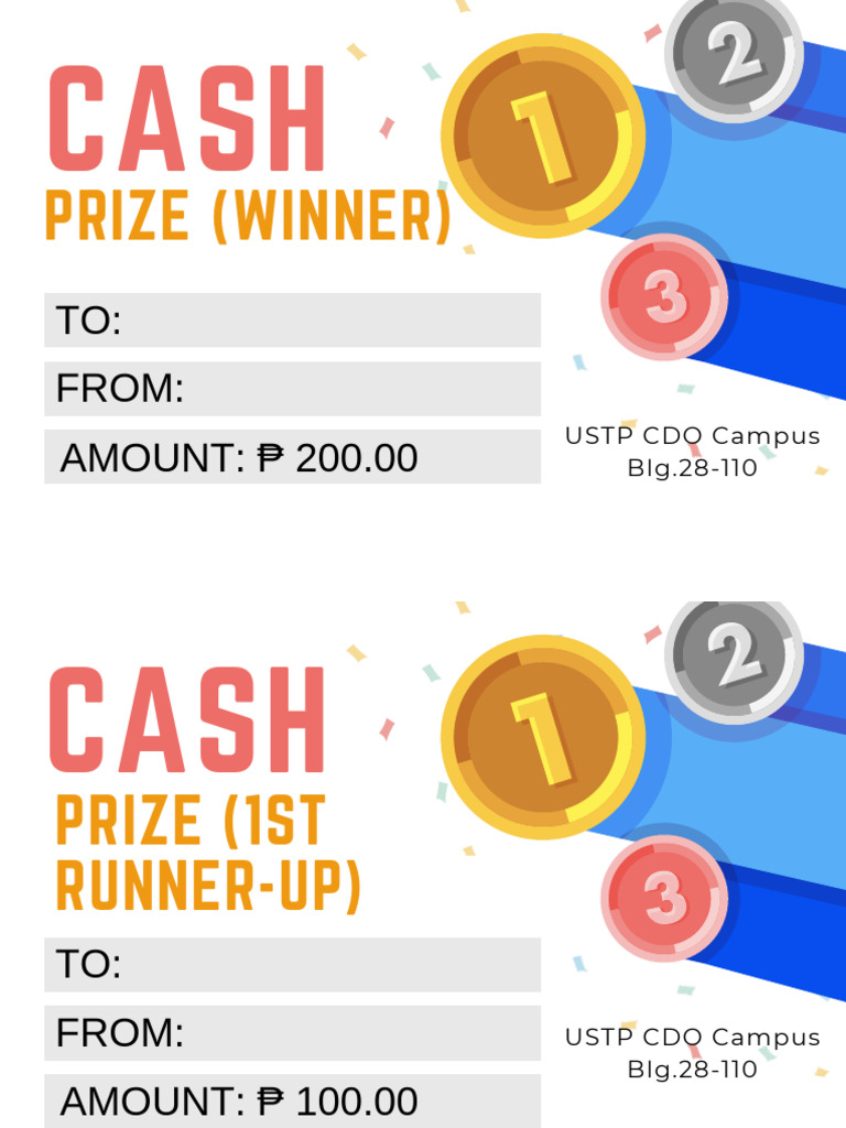 Red Blue Yellow Simple Illustrated Game Winner Gift Certificate | PDF