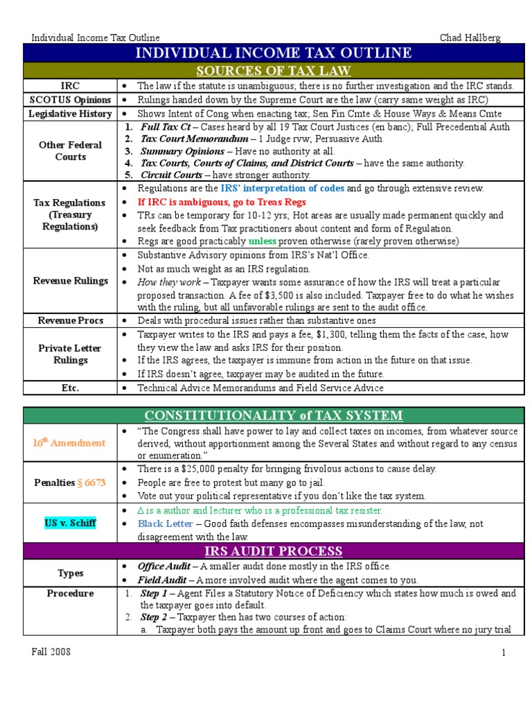 Individual Income Tax Outline - JRC | Download Free PDF | Tax Deduction ...