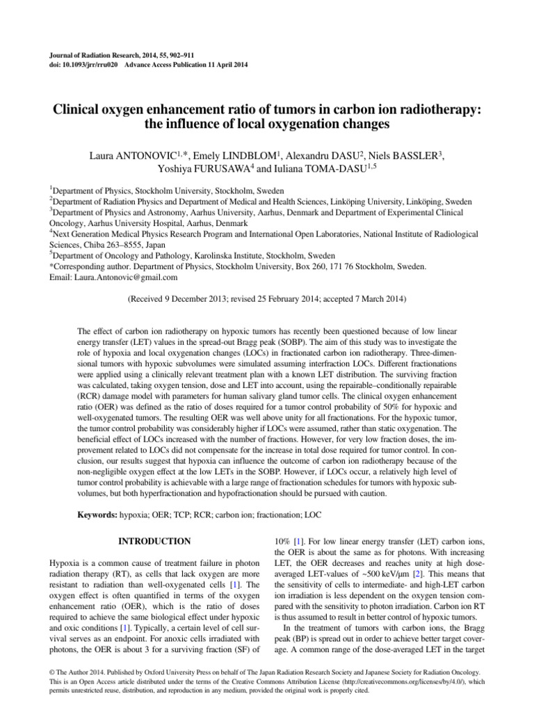 Antonovic Et Al. - 2014 - Clinical Oxygen Enhancement Ratio of Tumors ...