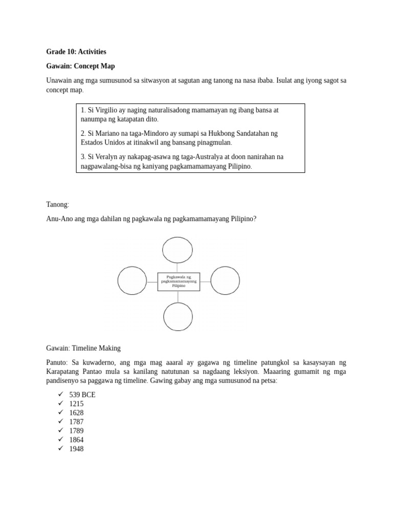 Grade 10 Activities | PDF