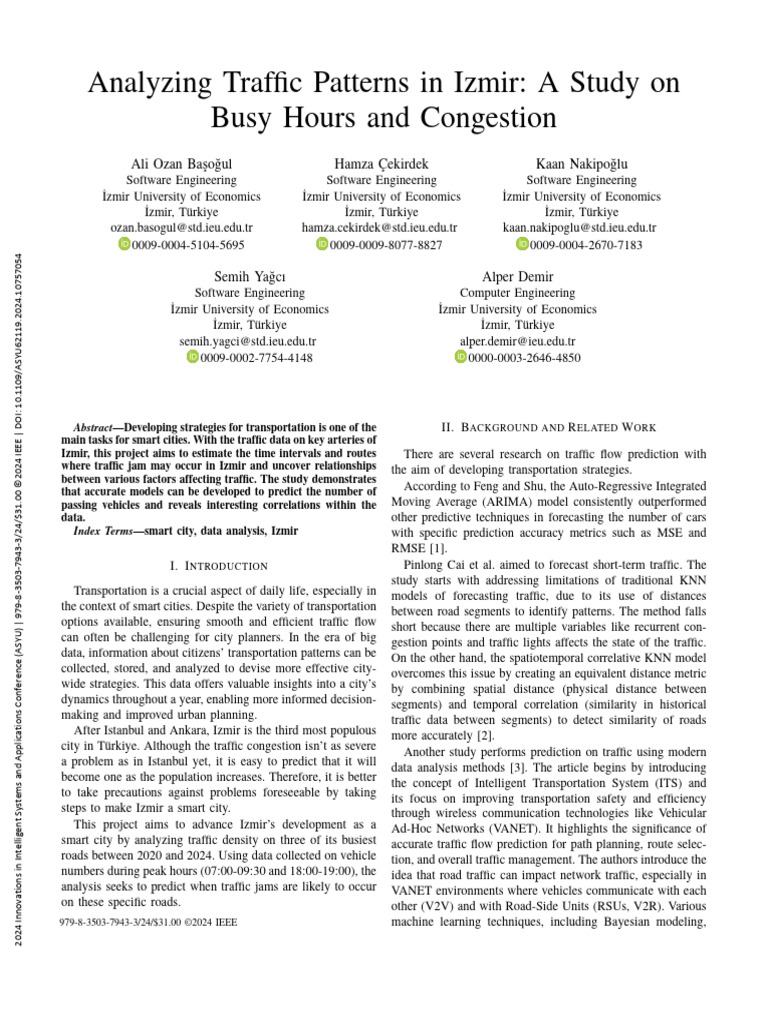 Analyzing Traffic Patterns in Izmir A Study On Busy Hours and ...