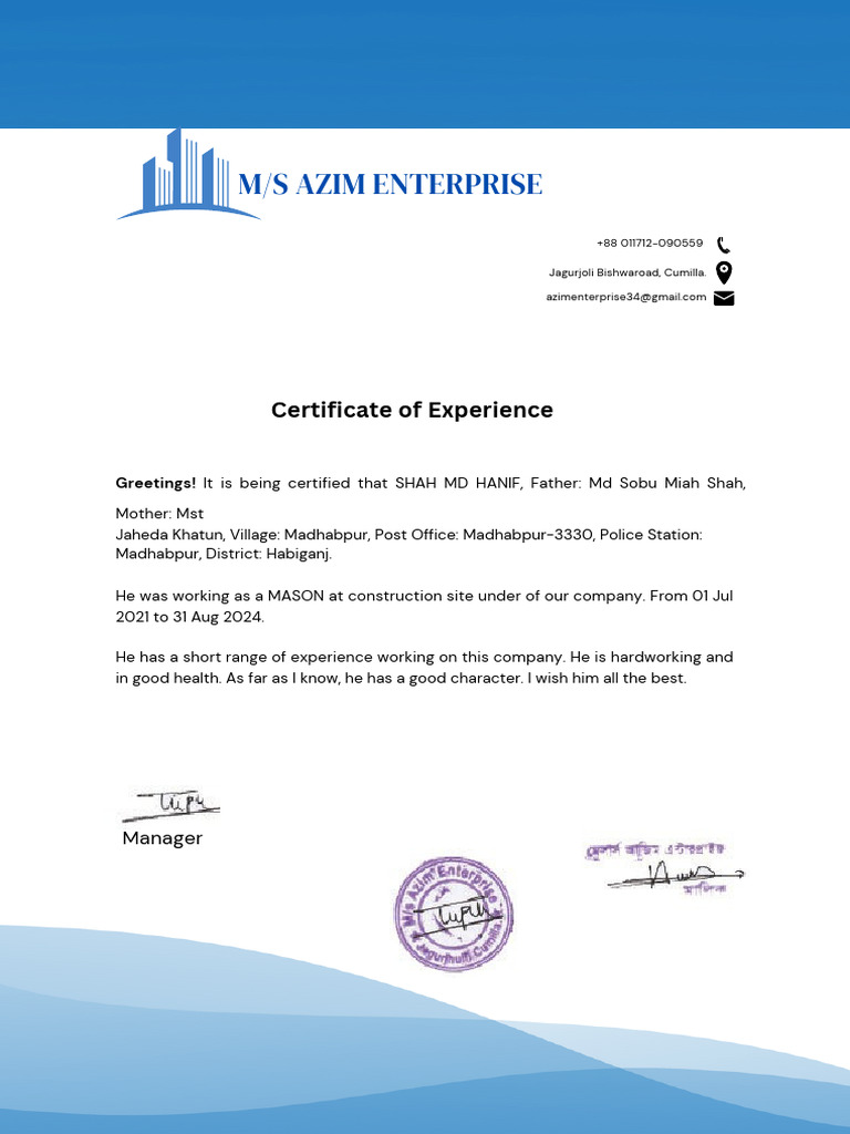 Shah MD Hanif Certificate PDF | PDF