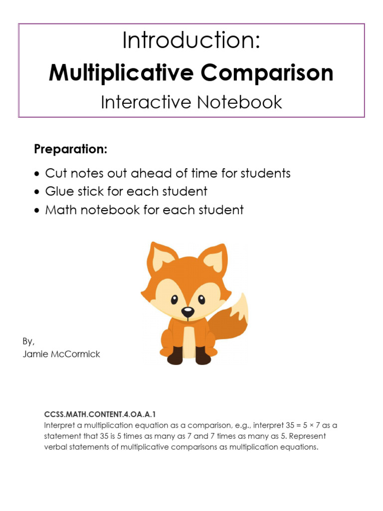 Multiplicative Comparison: Interactive Notebook | PDF | Mathematics