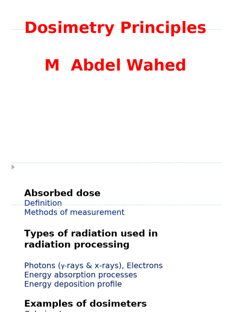 Dosimetry Principles and Methods | PDF