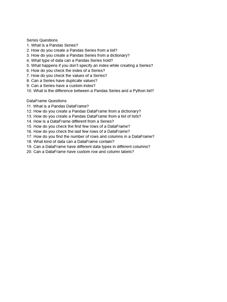 Pandas Interview Qs PDF | PDF