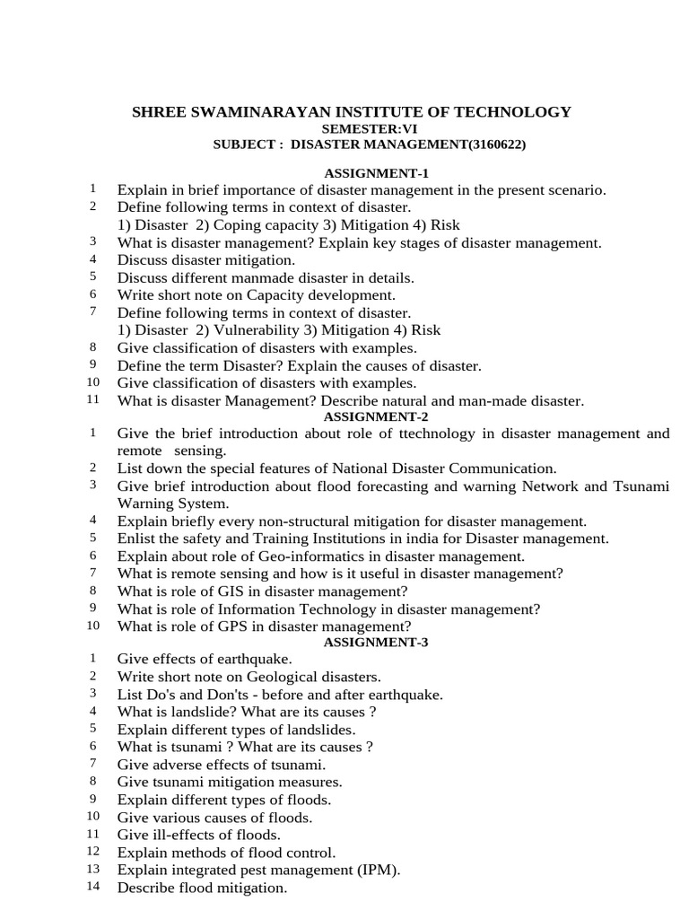 Assignment of Disaster Management | PDF | Natural Disasters | Emergency Management