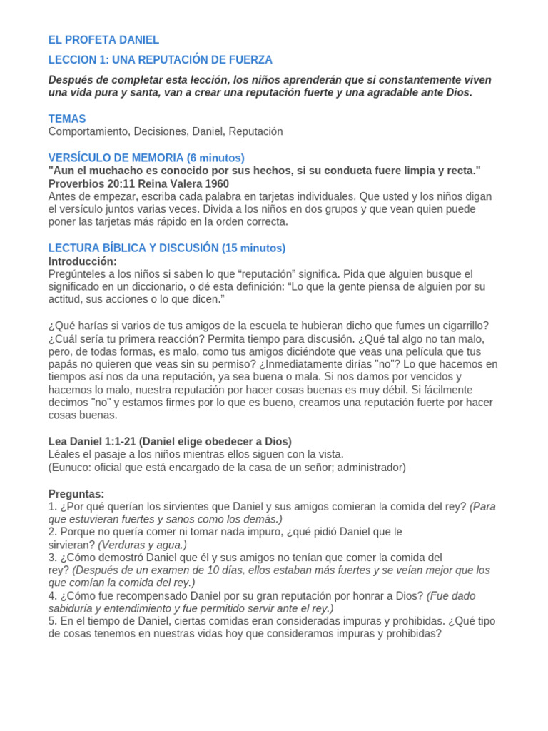 Lecciones-El Profeta Daniel | PDF | Daniel (figura bíblica) | Biblia