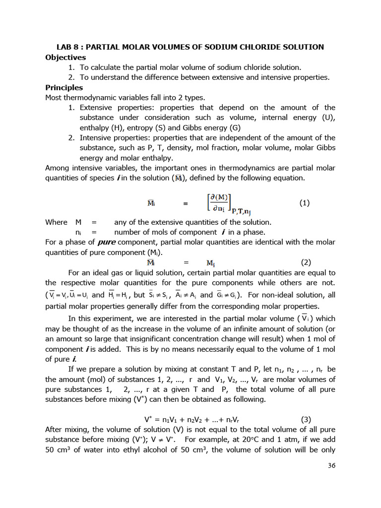 BIO383Lab2partialmolarvolume Tfth9te46ymc44y5 | PDF | Molar Concentration | Quantity