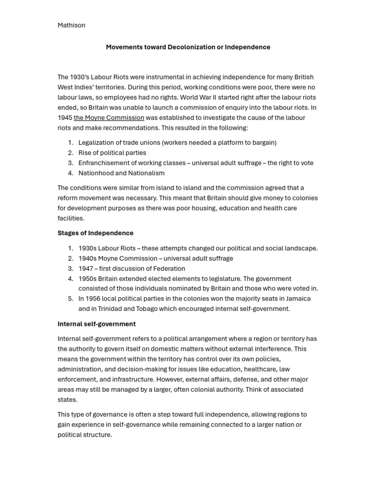 Movements Toward Decolonization - Mathison | PDF | Cuba | Dominican ...