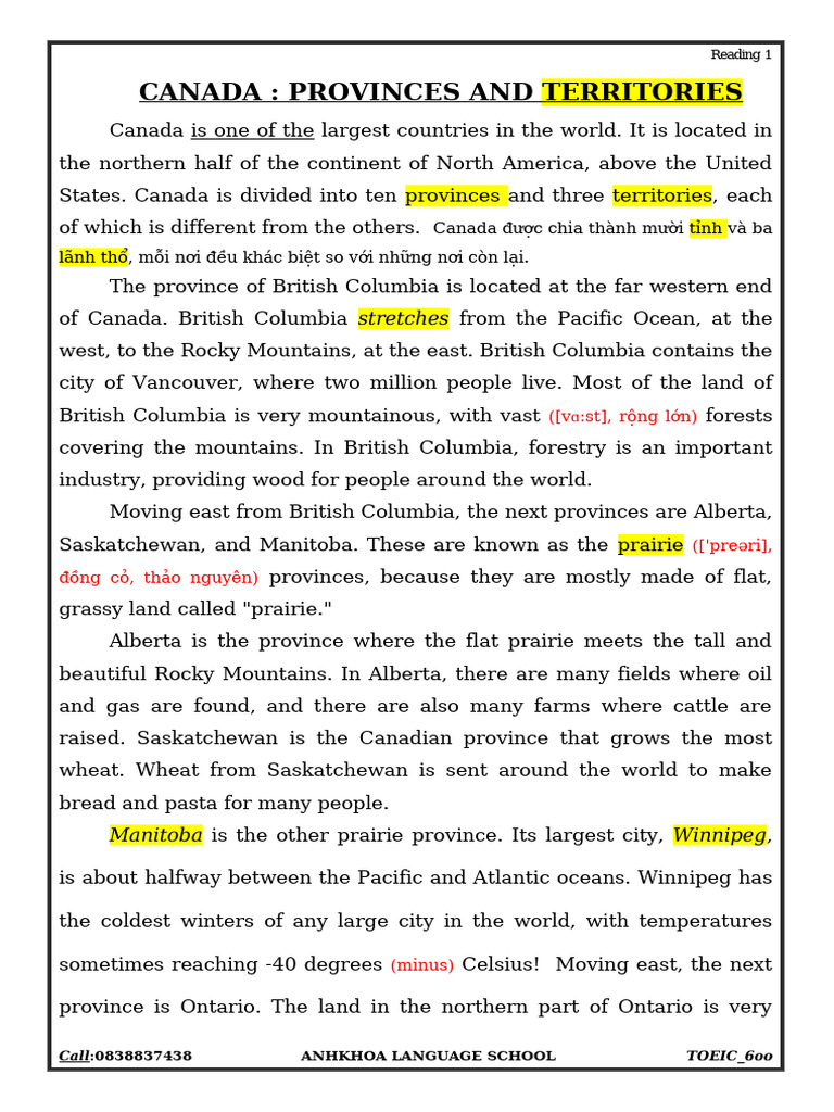 Overview of Canada's Provinces and Territories | PDF | Canadian ...