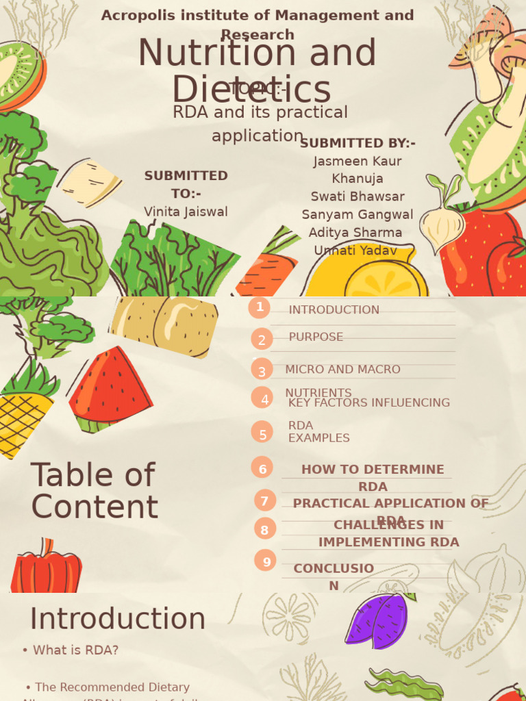 Importance of RDA in Nutrition | PDF | Nutrients | Vitamin