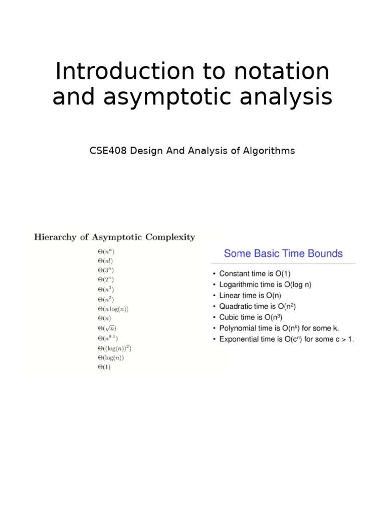 Introduction To Notation And Asymptotic Analysis Pdf Time Complexity Algorithms And Data
