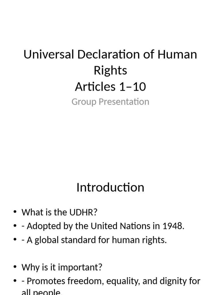 Overview of UDHR Articles 1-10 | PDF | Social Policy | Social Ethics