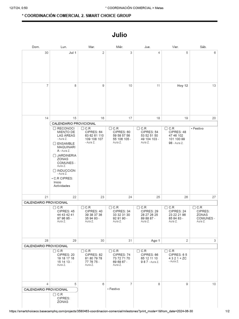Calendario 1 - Provicional 15 Julio 2024 | PDF