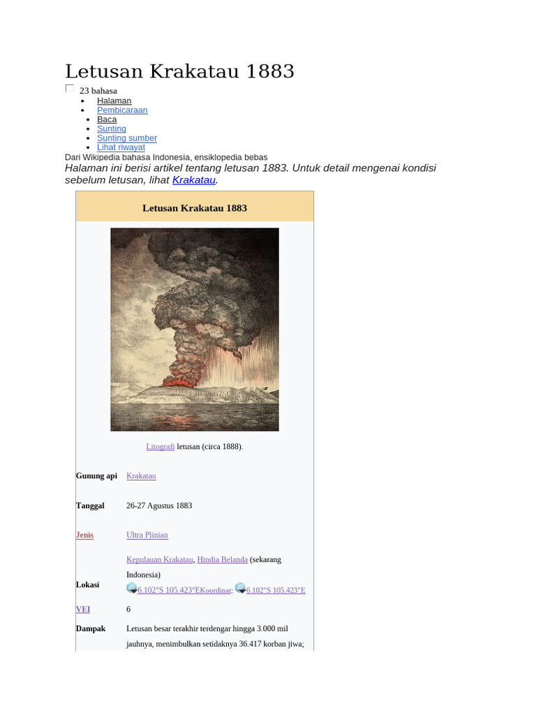 Letusan Krakatau 1883 | PDF