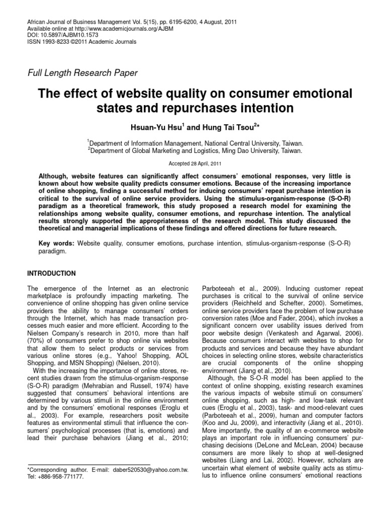 The Effect of Website Quality On Consumer Emotional States and ...