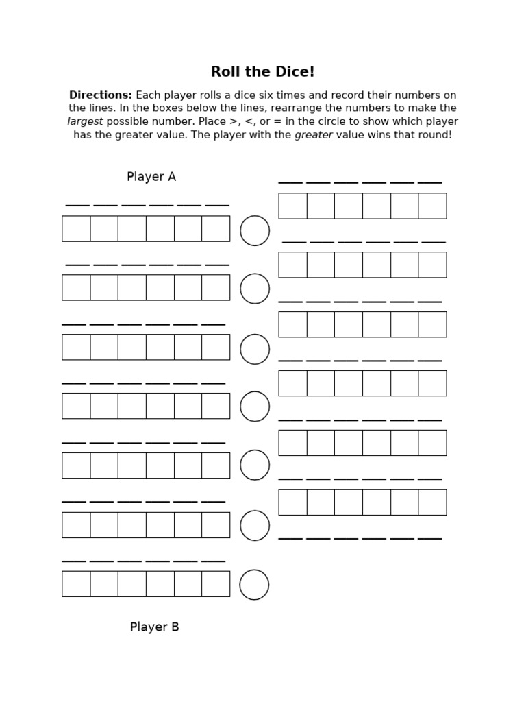 Roll The Dice!: Directions | PDF