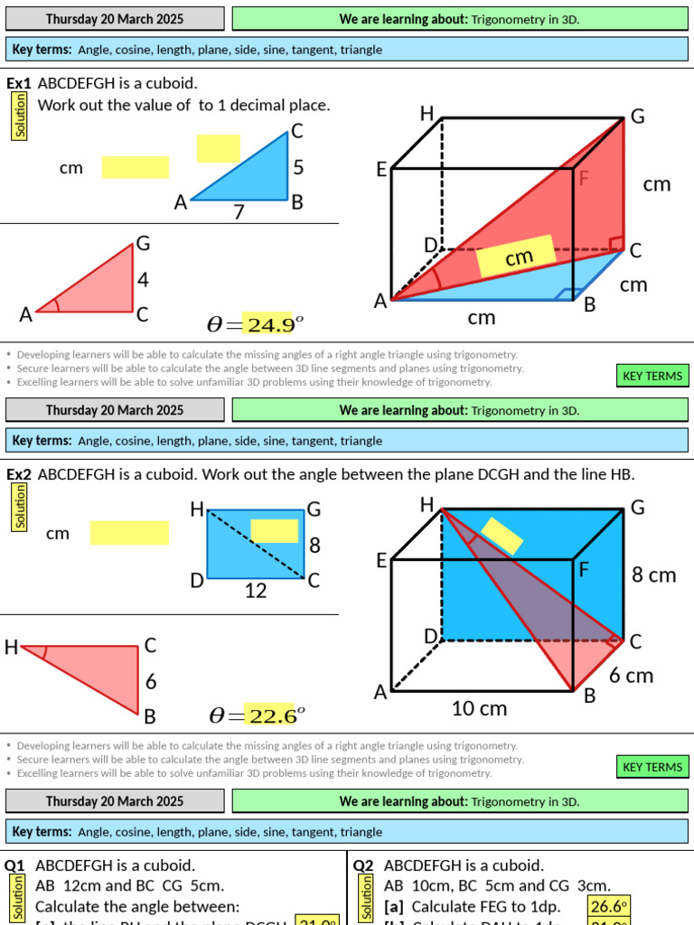 2.6h 3D Trigonometry - Clicker | PDF | Trigonometry | Triangle