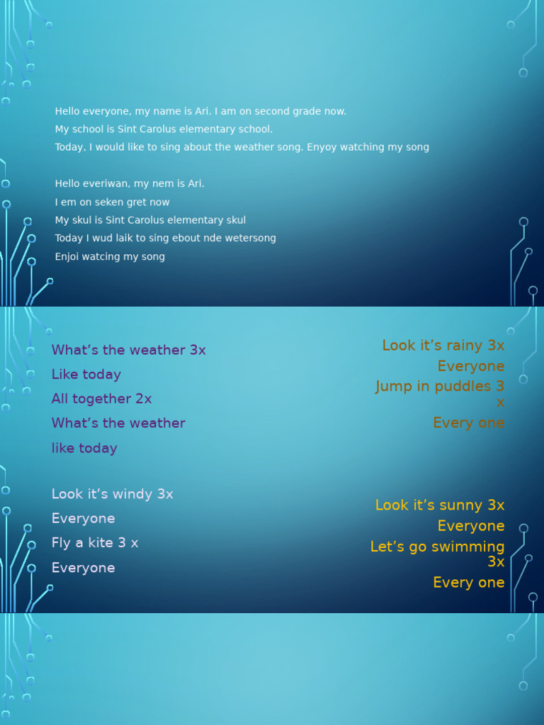 Ari's Weather Song for Kids | PDF