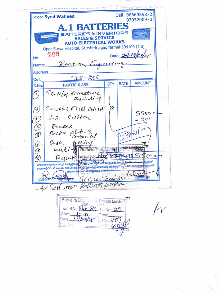 A1 Batteries Inv No.709 Dt.19.03.2025 | PDF