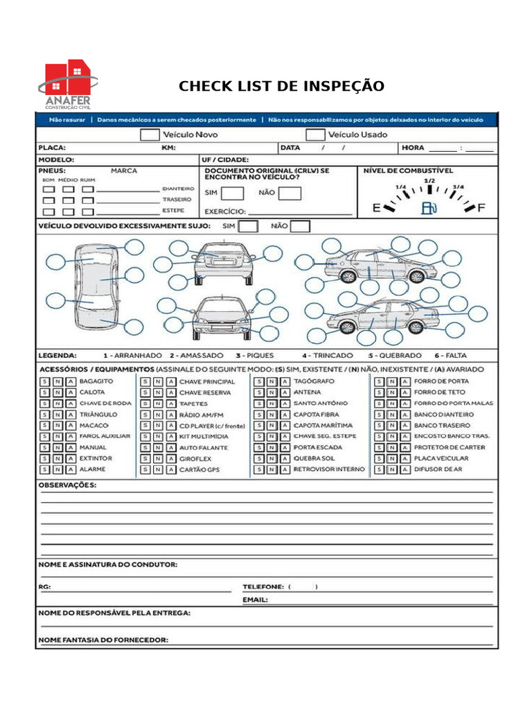 Check List de Inspeção Anafer | PDF