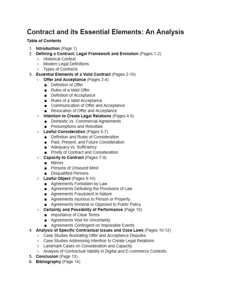Essential Elements of a Contract | PDF | Offer And Acceptance ...