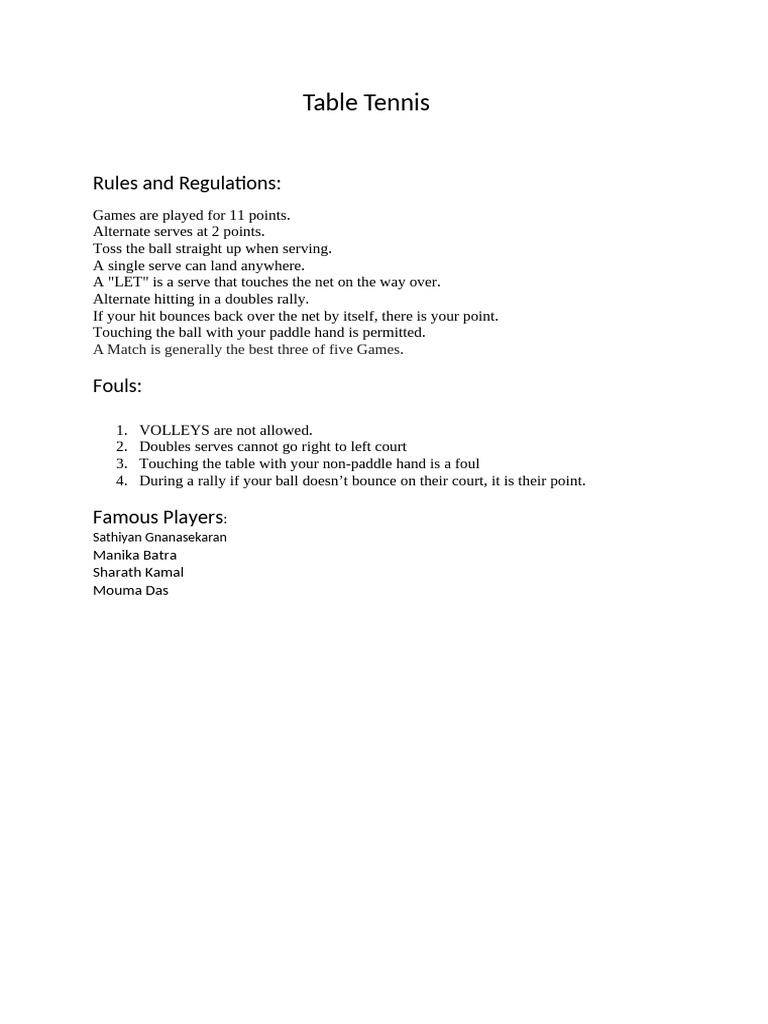Table Tennis | PDF