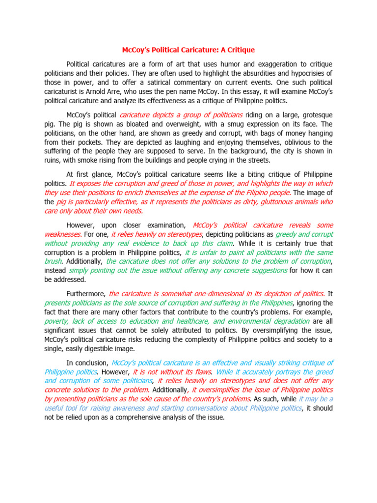 B. Analysis of McCoy Political Caricature | PDF | Caricature