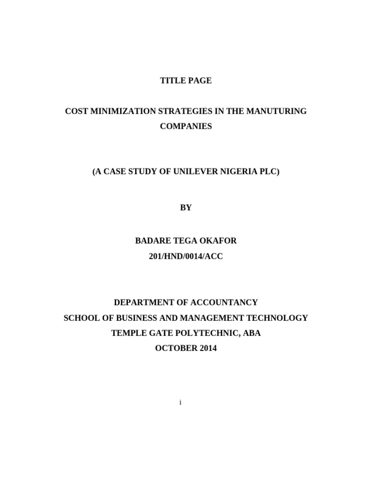 Temple Gate Poly, Aba Project | PDF | Expense | Inventory