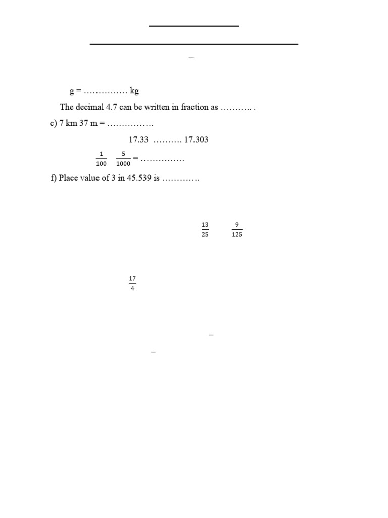 Math Revision Term 2 Decimals 250204 141247 1 | PDF