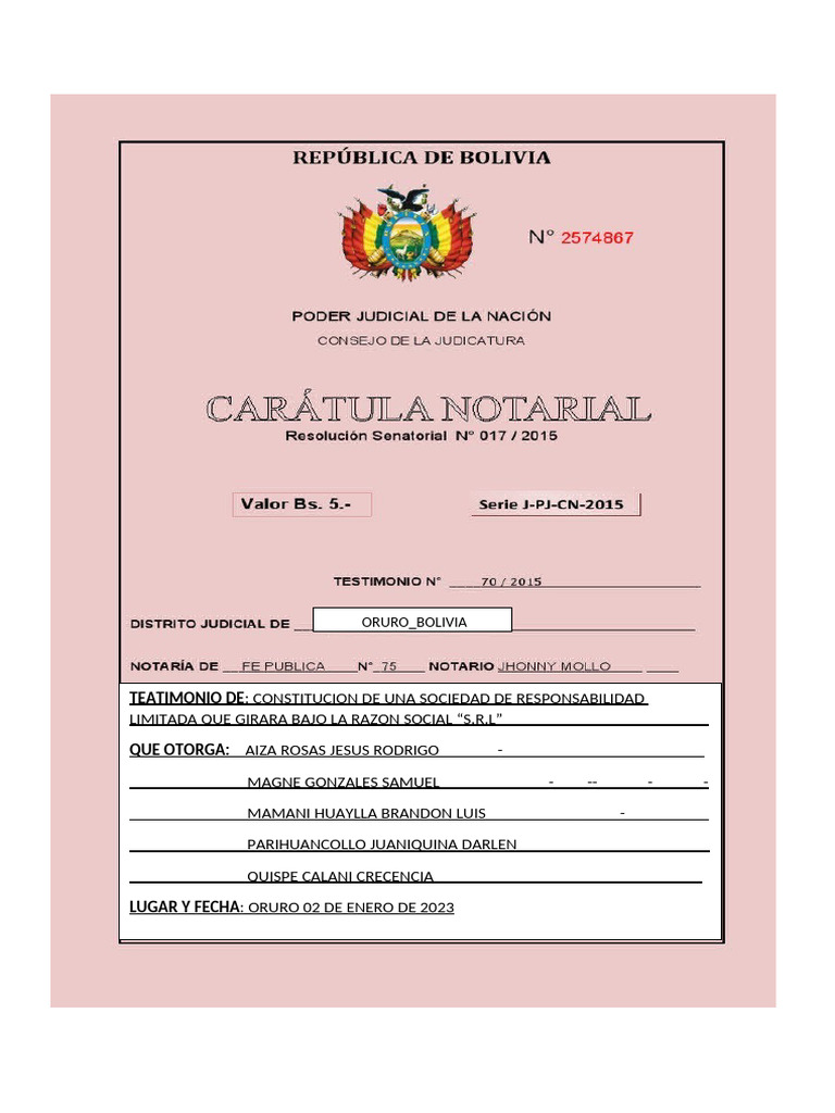 Caratula Notarial | PDF