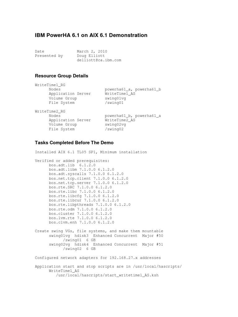 Ibm Powerha 6.1 On Aix 6.1 Demonstration: Resource Group Details | PDF ...
