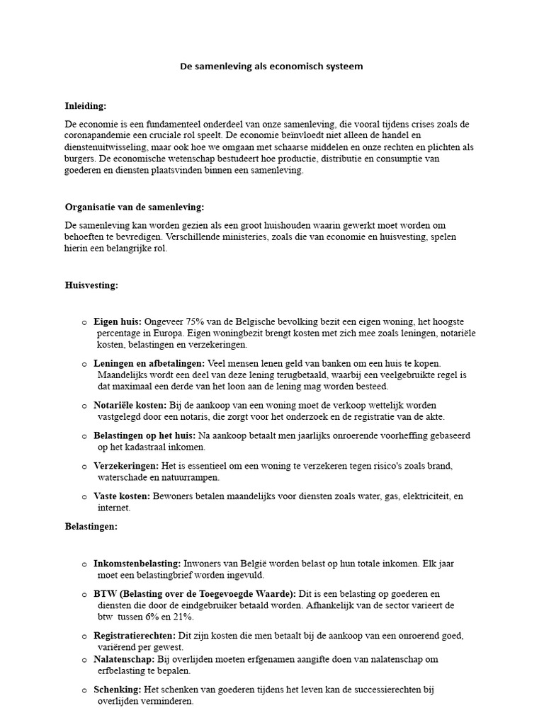 De Samenleving Als Economisch Systeem | PDF