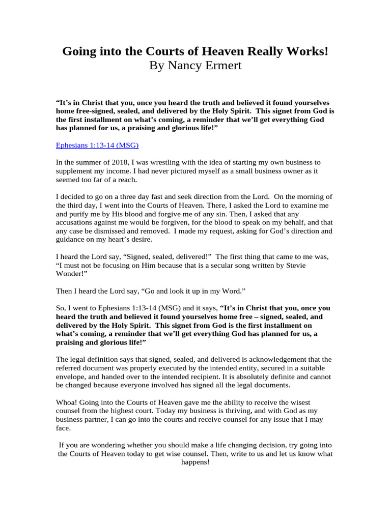 Courts of Heaven: Divine Guidance for Business | PDF | Jesus ...
