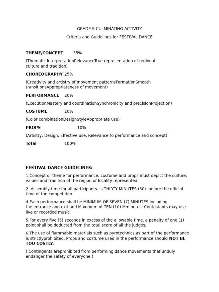GRADE-9-CULMINATING-ACTIVITY-CRITERIA-AND-GUIDELINES | PDF
