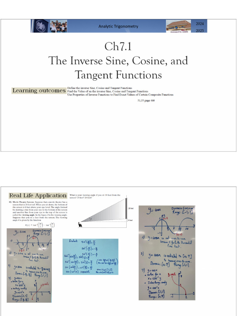 AP Precalculus Ch7.1 AB The Inverse Sine, Cosine, and Tangent Functions | PDF