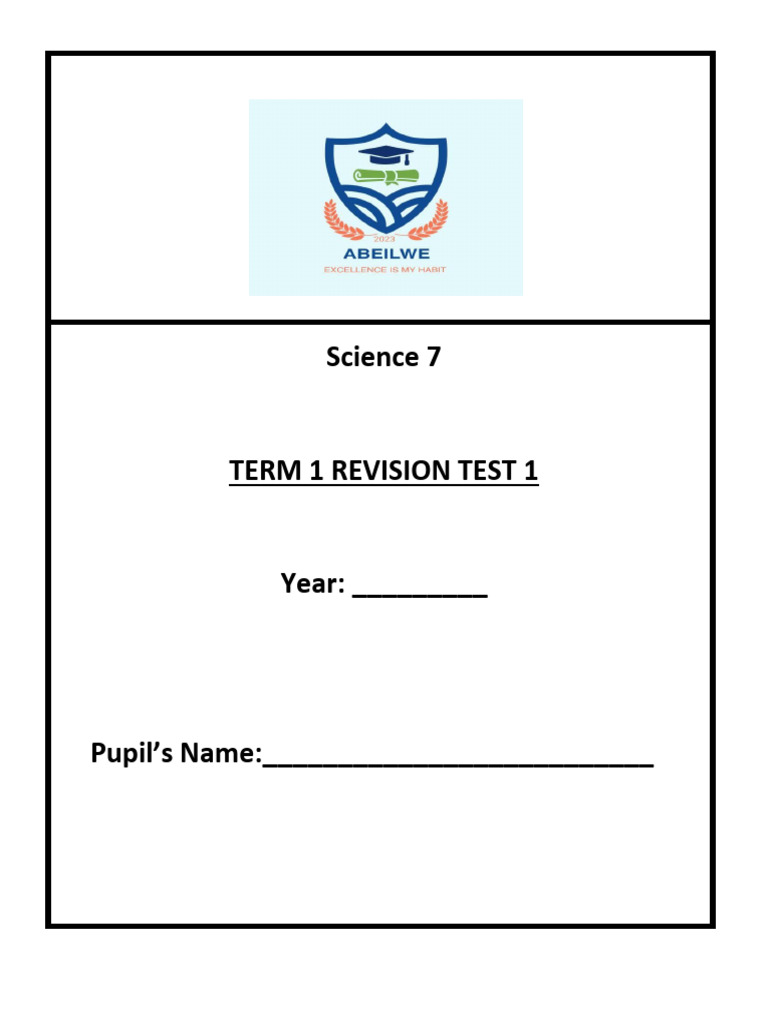Science 7 Term 1 Revision Test 1 WITH PERMISSIONS | PDF | Seedling | Seed