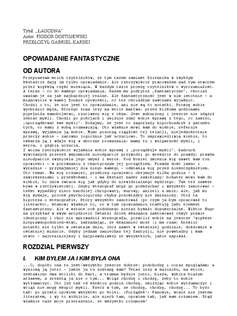 Dostojewski Fiodor - Łagodna | PDF