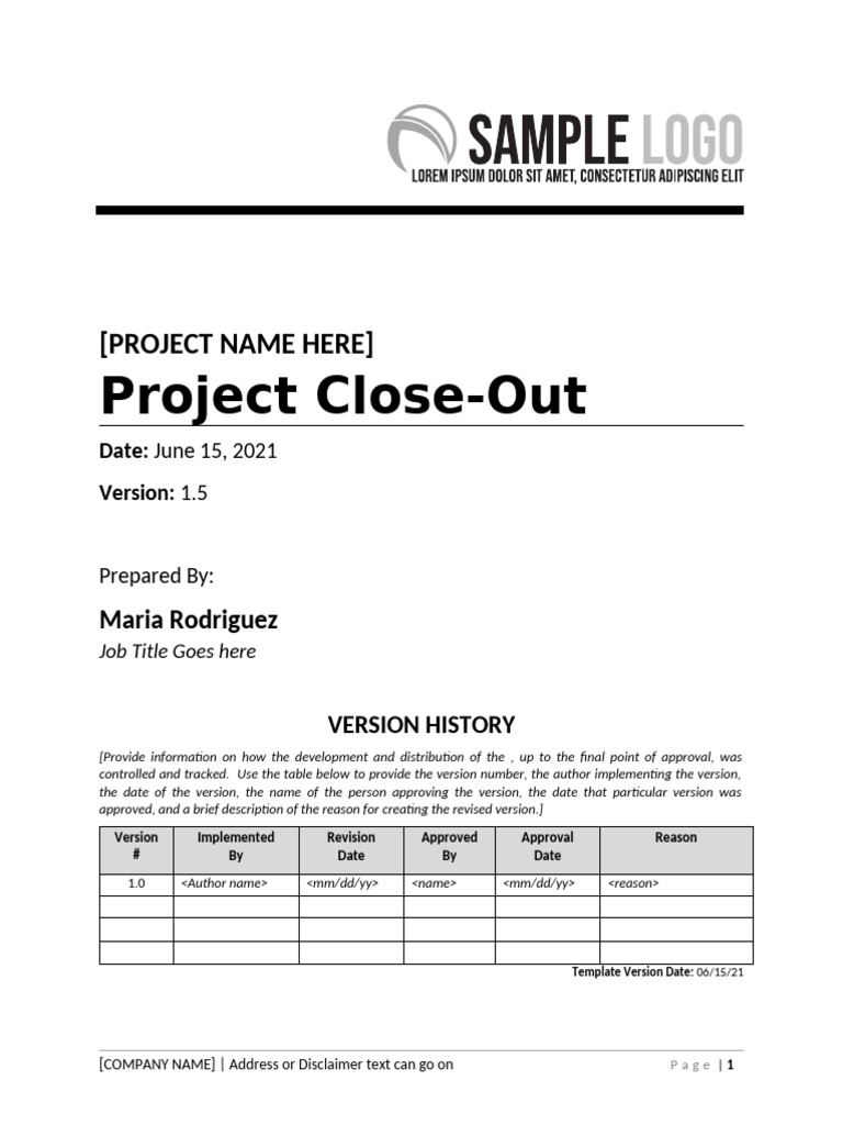Project Close Out Template | PDF | Project Management | Business