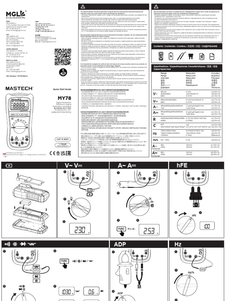MASTECH MY78 Digital Multimeter | PDF