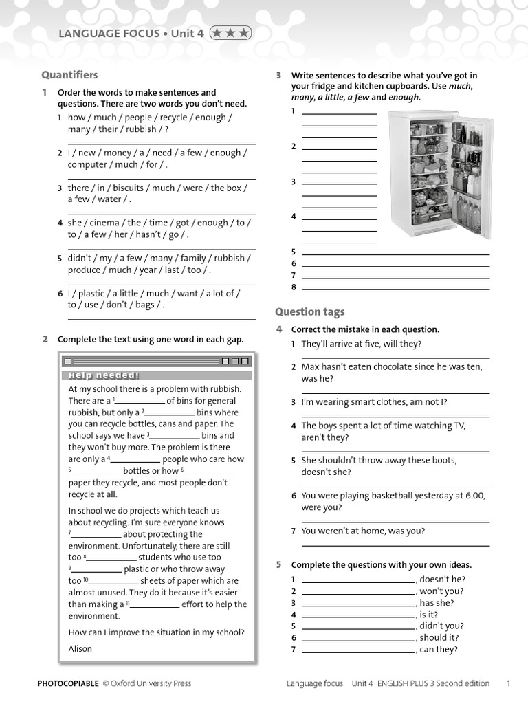 Fridge and Kitchen Quantifiers Exercise | PDF