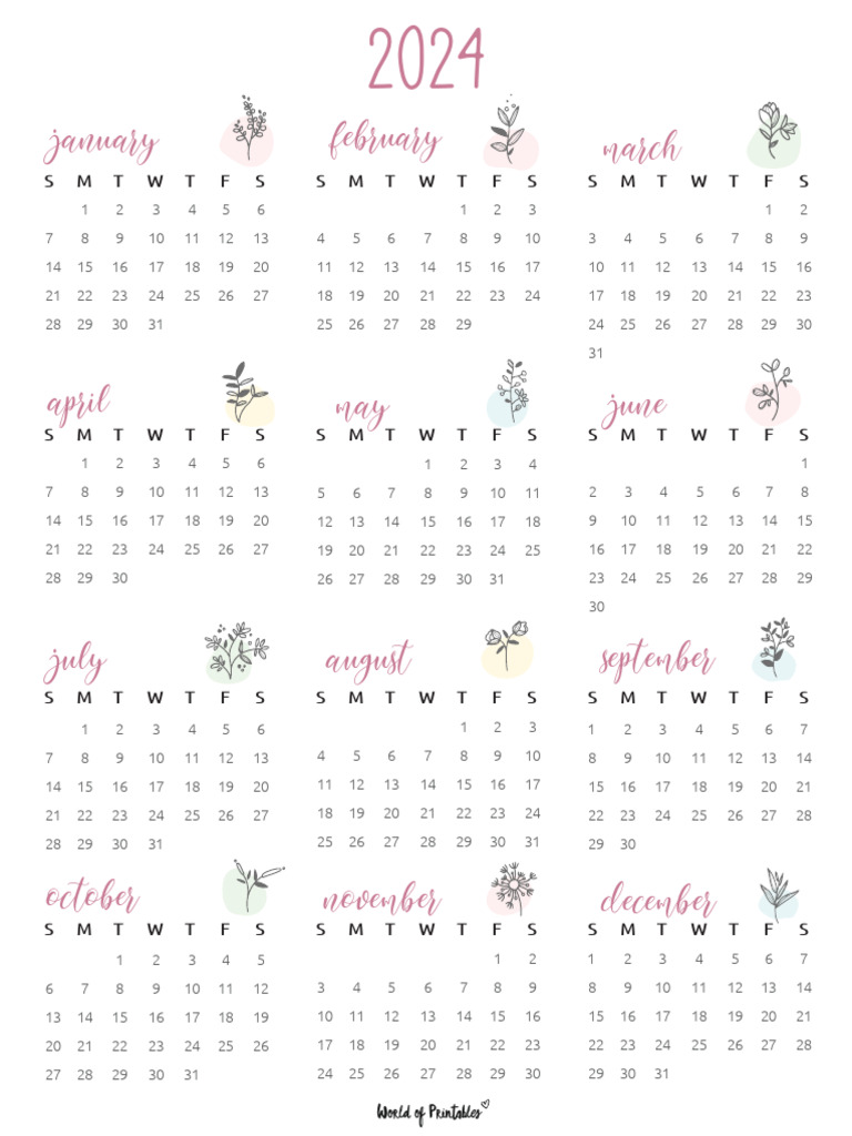 Printable Monthly Calendar 2024 | PDF