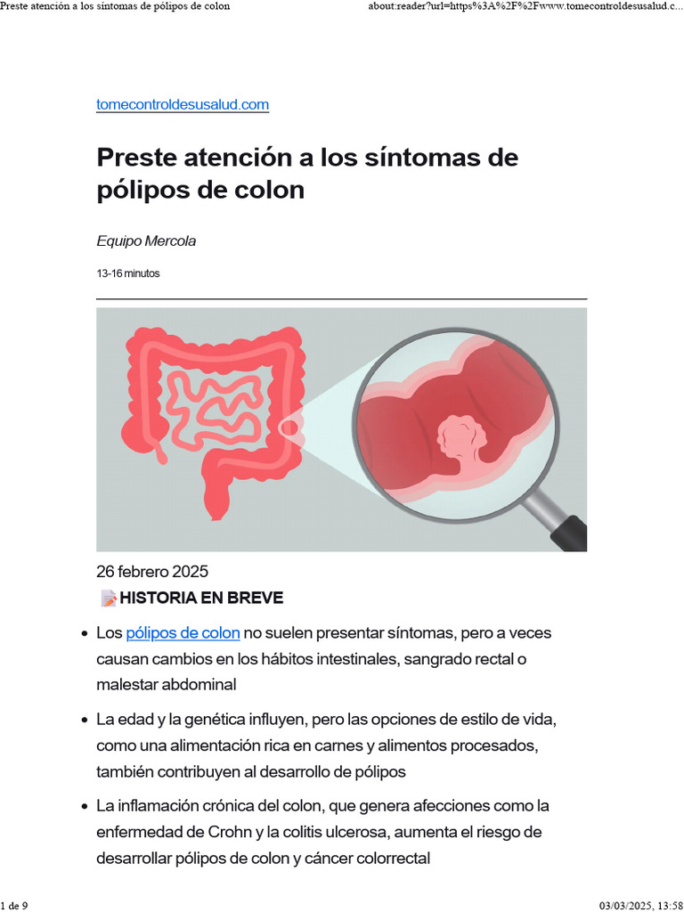 Preste atención a los síntomas de pólipos de colon. Riesgo de la ...