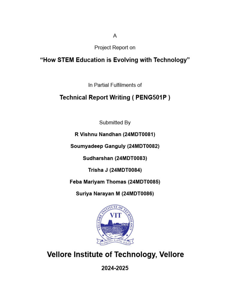 Project Report - How STEM Education Is Evolving With Technology | PDF ...