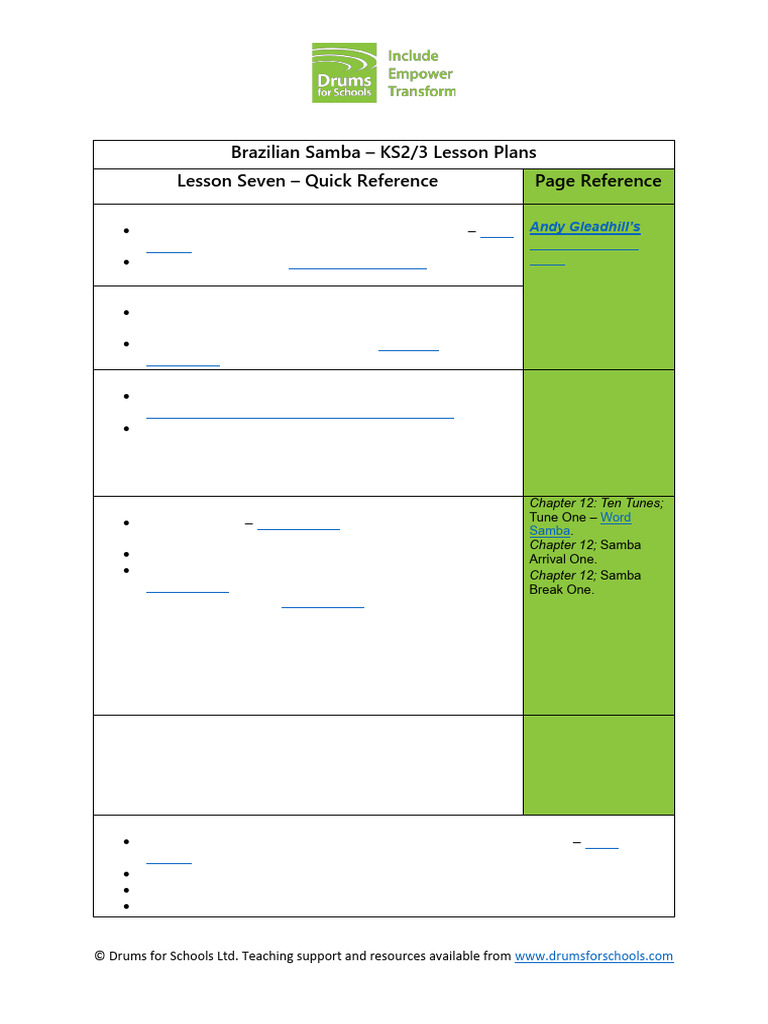 KS2 Samba Music Lesson Plan | PDF | Musicology | Popular Music