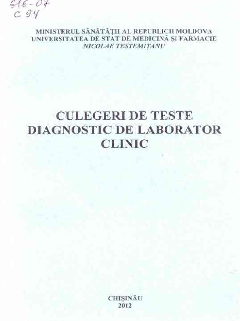 Culegeri de Teste. Diagnostic de Laborator Clinic 2012 - Optimized | PDF