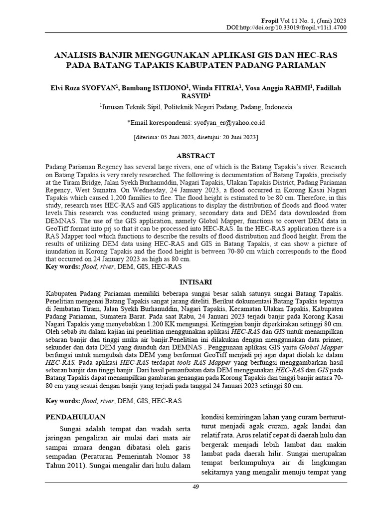 Analisis_Banjir_Menggunakan_Aplikasi_GIS_dan_HEC-R | PDF
