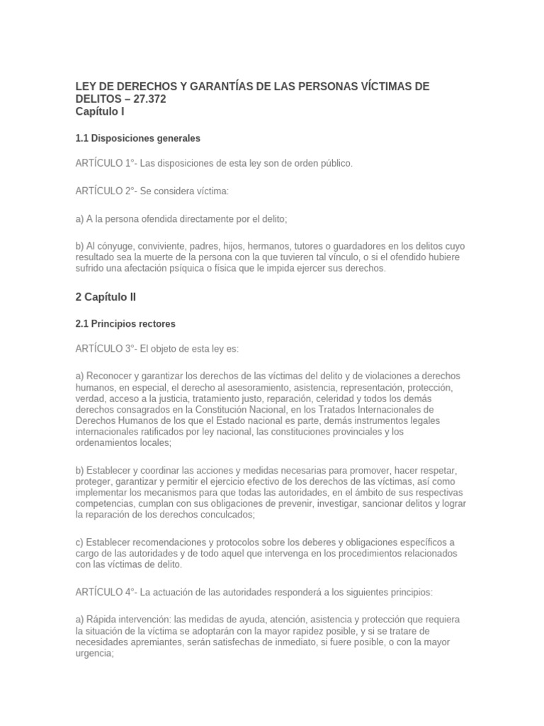 Ley Nacional 27.372 de Derechos y Garantías de Las Personas Víctimas de ...