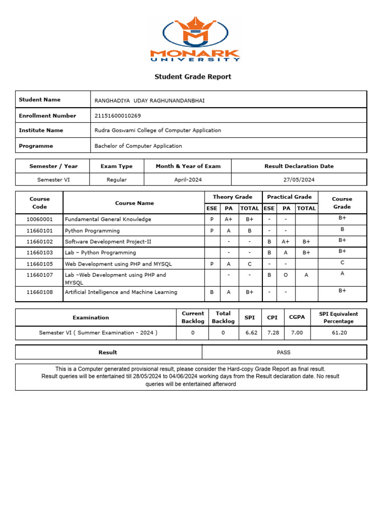 Subject Head Wise Student Result Report-2 | PDF | Computing