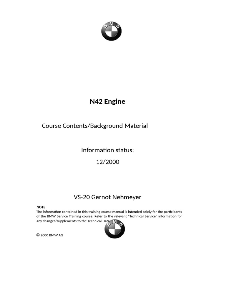 Engine N42 | PDF | Internal Combustion Engine | Diesel Engine